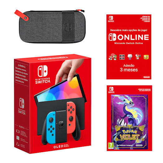 Conjunto Nintendo Switch Modelo Oled Azul Néon Vermelha Néon